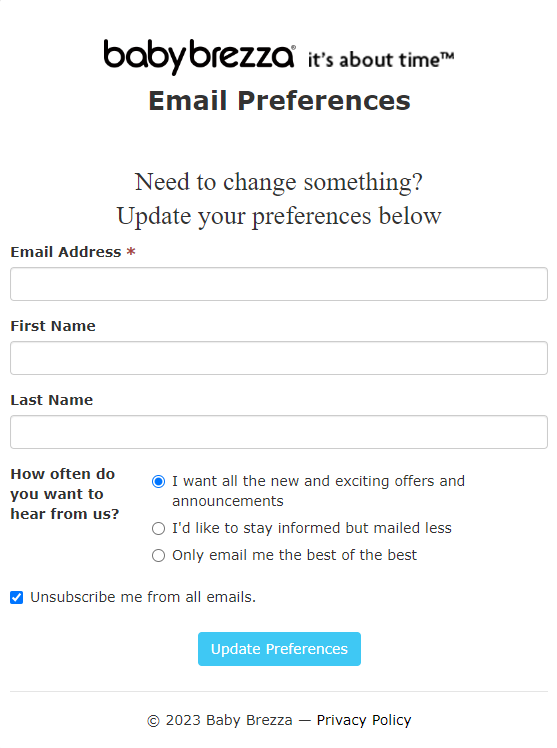 Unsubscribe from marketing Emails and Texts